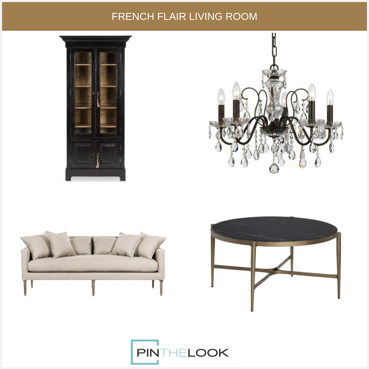 French Flair Living Room with Black Accents